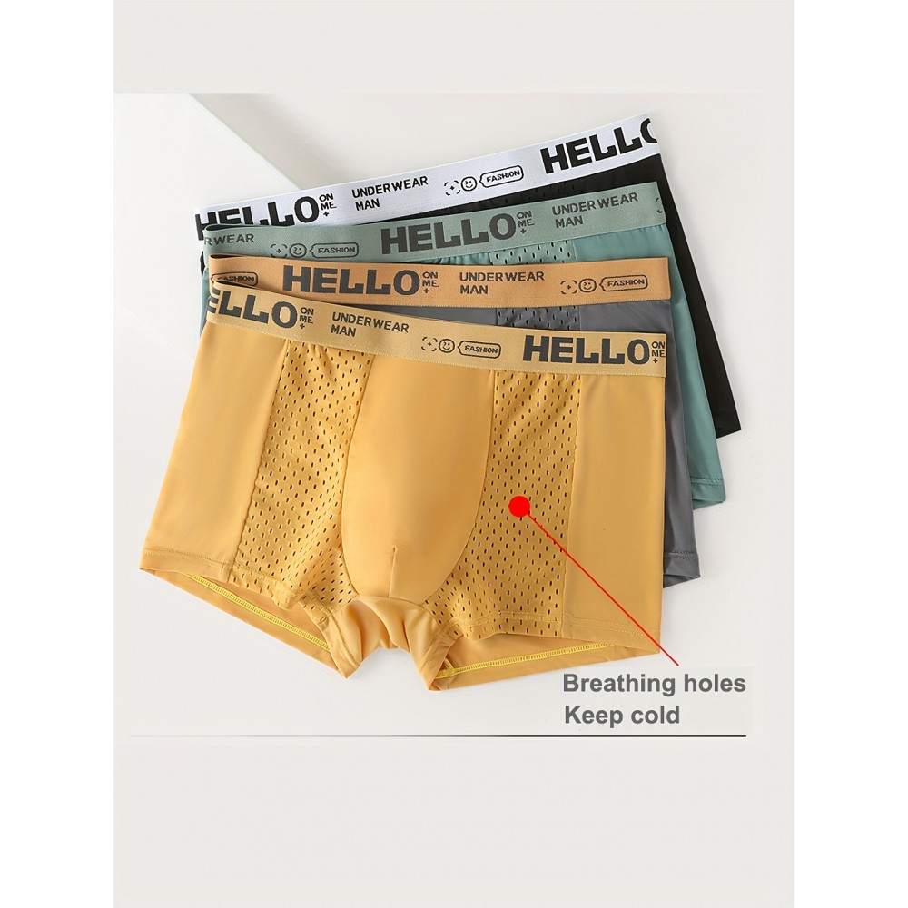 4pcs Men's Ice Silk Seamless Breathable Quick Drying Boxer Briefs ...